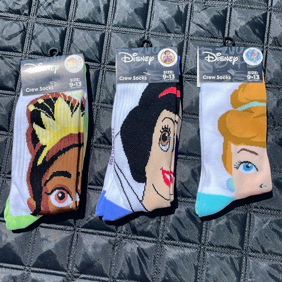 Disney | Accessories | Disney Princess New Crew Socks Lot Of 3 | Poshmark